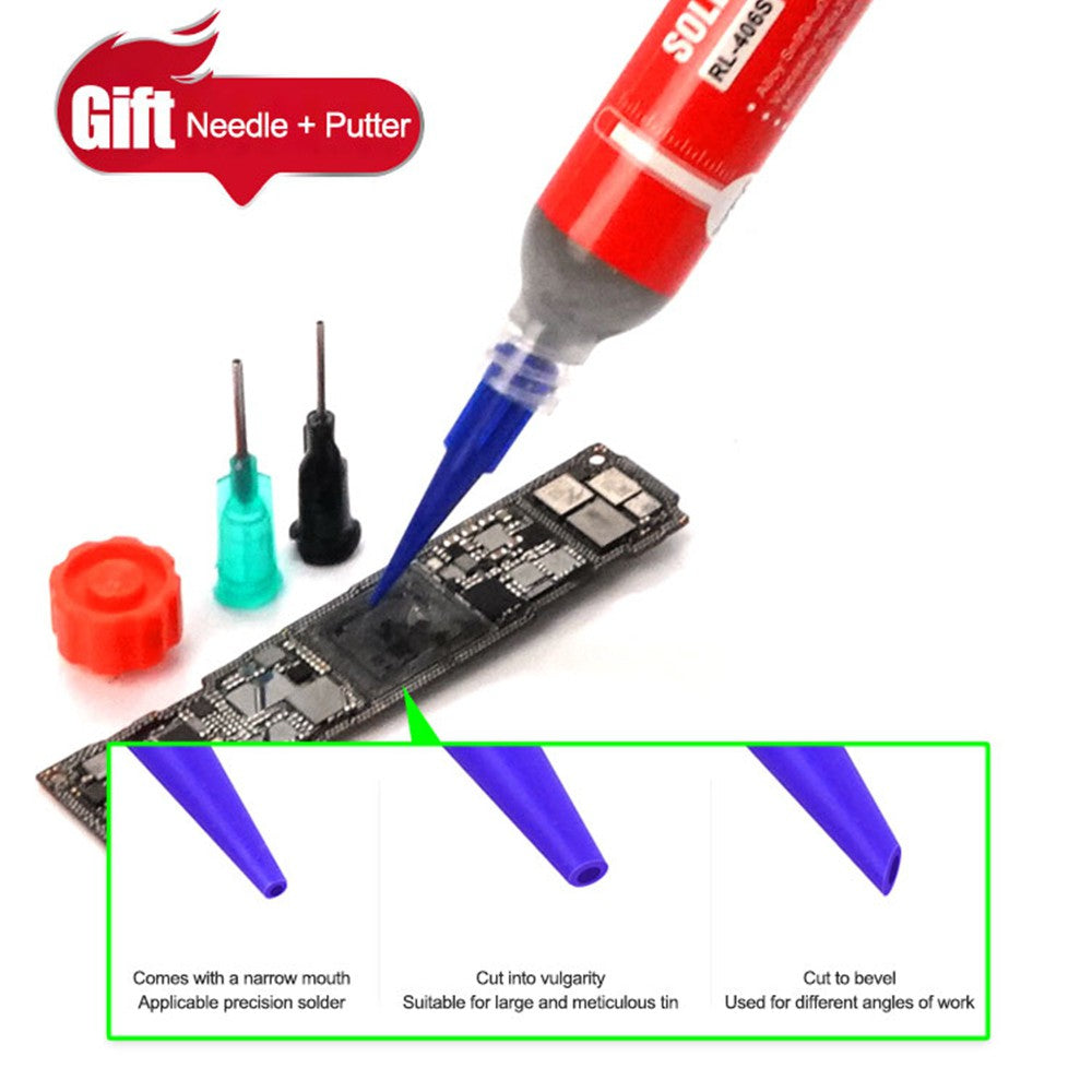 RELIFE RL-406S 227℃ Solder Paste (10CC, Matching Needle + Putter ...